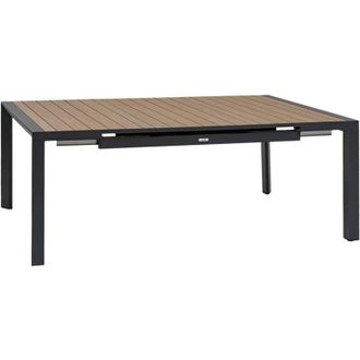 Hesperide Hesperide - Table de jardin extensible carr&eacute;e &Eacute;vasion effet bois honey & argile 10 places lates en aluminium - Hesp&eacute;ride