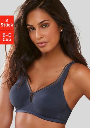 Petite Fleur T-Shirt-BH PETITE FLEUR, Damen, Gr. 100, Cup C, blau (marine, wei&szlig;), Jersey, Obermaterial: 93% Baumwolle, 7% Elasthan, BHs T-Shirt-BH, ohne B&uuml;gel aus 