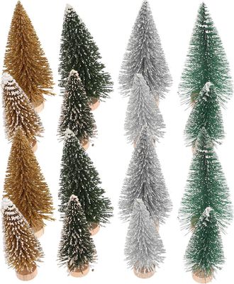 TOPBATHY 16 St&uuml;ck Mini Tannenbaum Deko Mini Weihnachtsbaum Desktop Weihnachtsb&auml;ume Klein Weihnachtsdeko f&uuml;r Tischdeko,DIY,Schaufenster,Dekoration, Geschenk