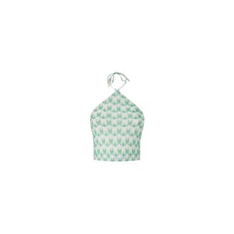 Missoni Top en viscose &agrave; motif floral et col b&eacute;nitier - Femme - Tops - Vert - Taille: 36 FR