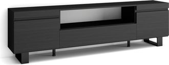 Skraut Home | TV-Schrank, Lowboard | f&uuml;r Wohnzimmer und Esszimmer | 200x57x35cm | F&uuml;r TV-Ger&auml;te bis zu 80 | Industriedesign | Moderner Stil | Schwarz