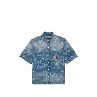 Amiri Palms-print Denim Shirt