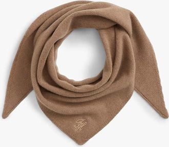 Tommy Hilfiger Blend Logo-Dreiecksschal in Tundra-Moos-Braun