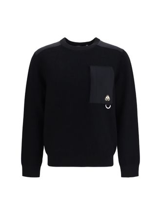 Moose Knuckles Mens Crewneck Sweater Elowan Black Nylon; Other Fibres Sweatshirts
