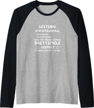 Mapanoli Design Gestern Stromausfall - Brettspiele Fans Humor Spruch Raglan