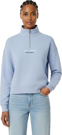 Jack Wills Honeylane Sweatshirt f&uuml;r Damen, mit halbem Rei&szlig;verschluss (Weiches Blau)
