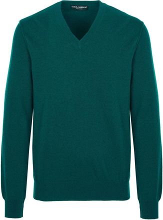 Dolce & Gabbana Klassischer V-Ausschnitt Pullover - - Knitwear - Herren - Gr&uuml;n - XL