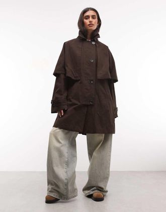 Daisy Street Cape-Trenchcoat in Schokobraun