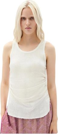 Ann Demeulemeester Femme, Tops, Blanc, Taille: 40 FR Mara Wrinkled Cropped Tank Top
