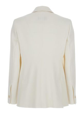 Max Mara Womens Palchi White Jacket With Classic Lapels Virgin Wool Blazers