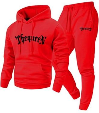 Generic Ensemble de surv&ecirc;tement pour homme avec imprim&eacute; lettres, manches longues, sweat &agrave; capuche, pantalon de surv&ecirc;tement ample, ensemble dentra&icirc;nement de jo