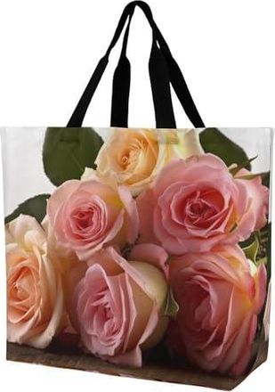 Generic Roses Sac Cabas R&eacute;utilisable Tote Bag D&eacute;contract&eacute; Sac Courses Pour Gym Shopping Voyage