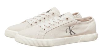 Calvin Klein Jeans Sneaker CALVIN KLEIN JEANS ESS VULC LOW CV MG WN, Damen, Gr. 37, creme, Textil, Schuhe Sneaker, Halbschuh, Freizeitschuh, Schn&uuml;rschuh in Retro-Optik