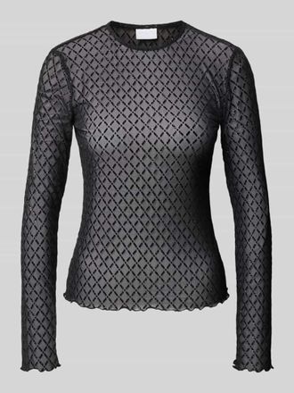 Jake*s Langarmshirt mit schimmerndem Mesh-Effekt