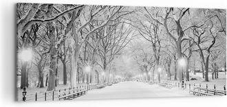 Arttor Panorama Bilder auf Leinwand 100x40cm Leinwandbild Schnee Winter Park Groß Wanddeko Bild Schlafzimmer Küche Wandbilder Dekoration Wohnzimmer Wall Deco