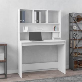 vidaXL Vidaxl - Bureau avec &eacute;tag&egrave;res Blanc 102x45x148 cm Bois ding&eacute;nierie