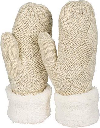 styleBREAKER Mitaines dhiver chaudes pour femmes, gants à motif de losanges, polaire thermique, gants tricotés 09010031, couleur:Beige