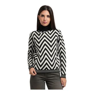 Fracomina Pullover mit Fischgr&auml;tenmuster-Jacquard - - Knitwear - Damen - Schwarzk - XS