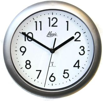 Atlanta Mocassin Magic Funkwanduhr Küchenuhr Funkgesteuert 25 cm Silber - 4490-19M