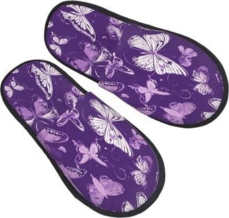 Generic Fleur De Papillons Violets Femme Homme Pantoufles Doux Chaussures De Maison L&eacute;g&egrave;res Chaussons Pour Int&eacute;rieur Automne Hiver L