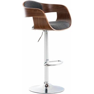 Clp Tabouret de cuisine Kingston en noyer / tissu gris fonc&eacute;