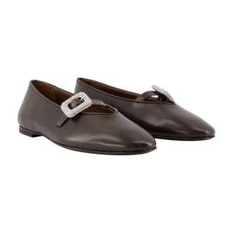 Giuseppe Zanotti Womens Georgia Flat Brown Calfskin