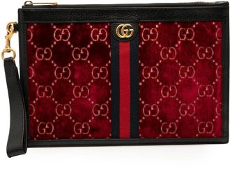 Gucci Clutches - GG Velvet Ophidia Clutch Bag - Gr. unisize - in Rot - f&uuml;r Damen