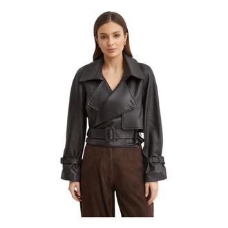 Nour Hammour Nour Hammour, Femme, Vestes, Brun, Taille: 40 FR Hatti Cropped Leather Jacket