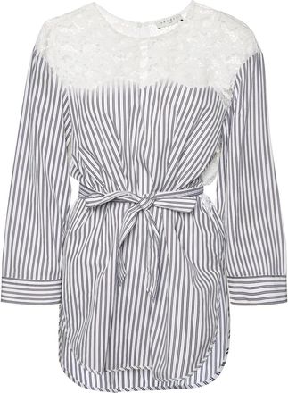 Sandro chemise ray&eacute;e &agrave; taille ceintur&eacute;e - Bleu