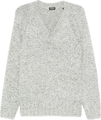 Ermenegildo Zegna pull moucheté à col v - Gris