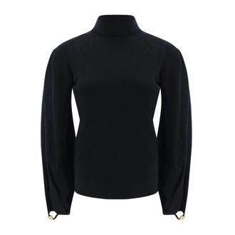 Chlo&eacute; Schwarzer Wollpullover mit Ausschnittsdetail - - Knitwear - Damen - Schwarzk - L