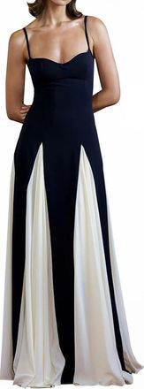 Minetom Cocktailkleider Damen Elegant Spaghettitr&auml;ger Farbblock A-Linie Partykleid Abendkleid Maxikleid V-Ausschnitt &Auml;rmellos Brautjungfer Lange Kleider 1 A S