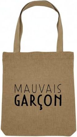 Fabulous Sac Shopping Tote Bag Aspect Lin - Mauvais Gar&ccedil;on Humour France Homme - Sac de Courses Toile Epaisse 360g Beige Naturel Cabas Port&eacute; Epaule Solide Impr