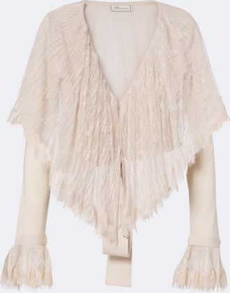 Blumarine Cardigan aus Schurwolle mit Spitze