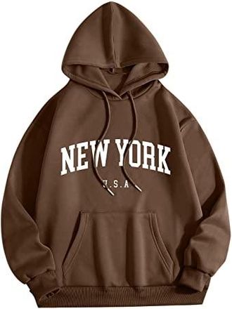Generic Nouveaux sweats &agrave; capuche mignons New York USA pour hommes - Confortables avec cordon de serrage, graphique, avec capuche - Sweats de mode pour univer