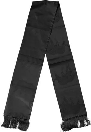Dolce & Gabbana Mens Black Satin Silk Fringes Neck Foulard Scarf