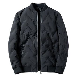 Generic Veste matelass&eacute;e &agrave; losanges pour homme, manteau l&eacute;ger dautomne et dhiver, col c&ocirc;tel&eacute;, style universitaire, noir, taille XX Large