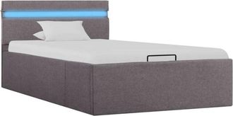vidaXL Vidaxl - Cadre de lit &agrave; stockage hydraulique et led Taupe 90x200 cm