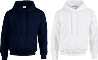 Gildan 2er Herren Kapuzenpullover Heavy Blend Set Hoodie Sweat M L XL 2XL 3XL 4XL 5XL in verschiedenen Farbsets & HLKauf-Block (1x Navy, 1x Weiss & 1x HLKauf