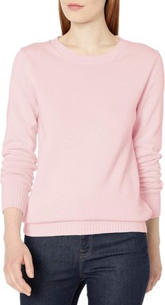 Amazon Essentials Damen Pullover Mit Rundhalsausschnitt Aus 100 % Baumwolle (Erhältlich In Übergröße), Hellrosa, XXL