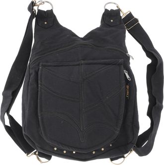 Guru Shop Ethno Rucksack/Ethno Schultertasche, Unisex - Erwachsene, Schwarz, Baumwolle, 30x30x13 cm