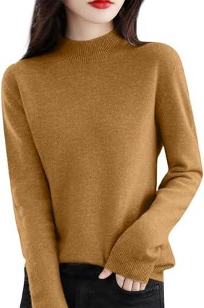 Generic Pull Cachemire Femme Pull Femme Chic et Elegant Couleur Unie Hauts Manche Longue Pull en Tricot Femme Hiver Col Rond Leger Chaud Pas Cher Cadeau Noel,