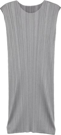 Issey Miyake Femme, Robes, Gris, Taille: 44 FR Robe sans manches &agrave; col rond