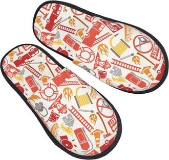 Generic Ic&ocirc;nes De Pompiers Femme Homme Pantoufles Peluche Chaussons Confortable Slippers Pour Maison Hiver Int&eacute;rieur L