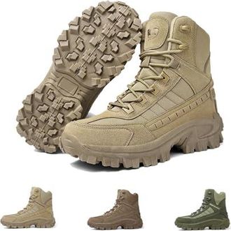 Generic Bottes de travail en cuir pour homme avec soutien de la vo&ucirc;te plantaire - Chaussures de randonn&eacute;e imperm&eacute;ables anti-crevaison, Kaki D., 39 2/3 EU