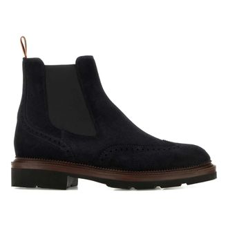 Santoni Homme, Chaussures, Bleu, Taille: 42 1/2 EU Chelsea boots en daim