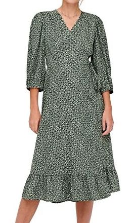 Only ONLOLIVIA 3/4 Wrap MIDI Dress WVN Noos Robe, Baume Green, S Femme