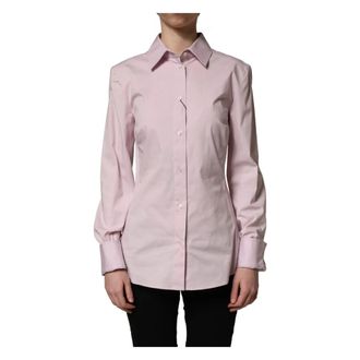 Dolce & Gabbana Lang&auml;rmeliges Hemd mit Kragen - - Blouses & Shirts - Damen - Rosa - 2XS