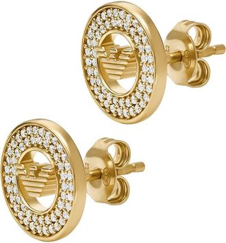 Emporio Armani Damen Ohrringe aus Edelstahl oder Halbedelsteinen mit Push-Back-Verschluss, Weiches Gold