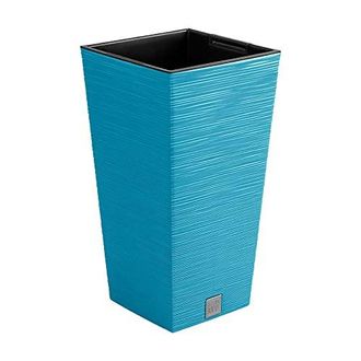 Prosperplast Skandinavischer blauer Blumentopf mit Tank, Kollektion FURU, 20 x 20 x 38 cm, Fassungsverm&ouml;gen 5 L
